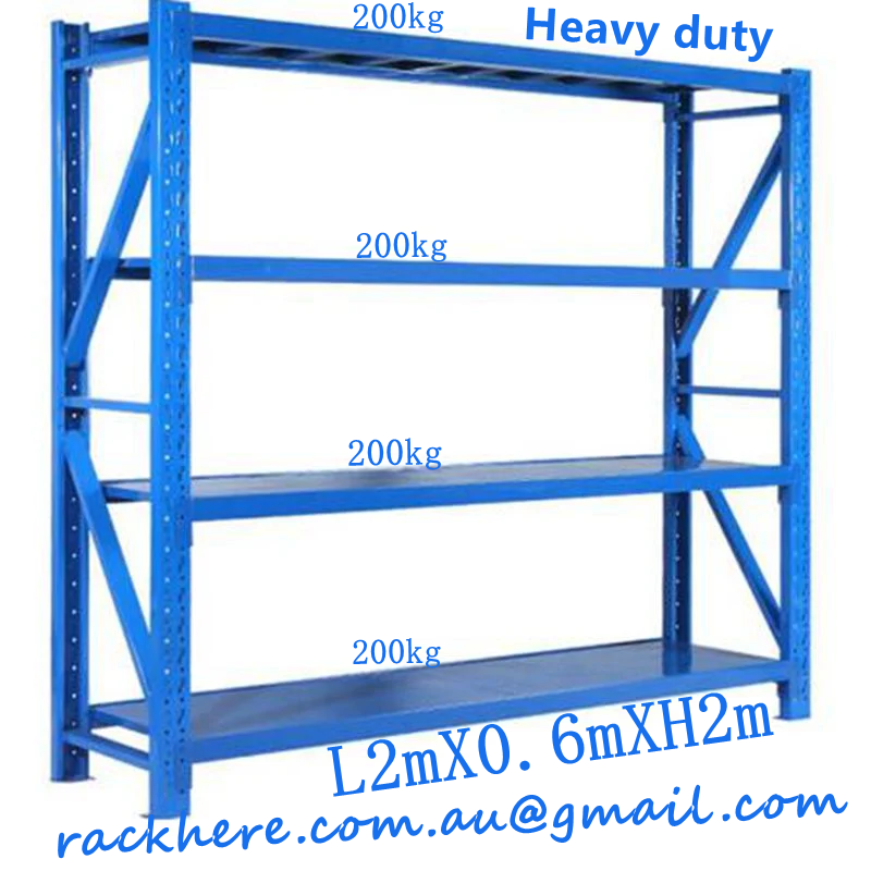 Assembled column 800kg blue garage rack 2mX0.6X2m storage rack shop ra ...